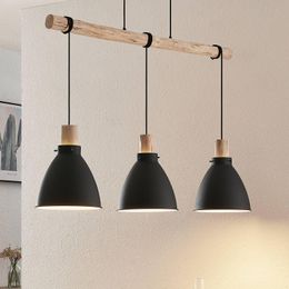 LINDBY H&auml;ngeleuchte Trebale, E27, &Oslash; 28 cm, 3-flammig, Holz