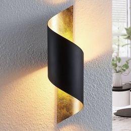 LINDBY Wandleuchte Vanni, schwarz/gold, Metall, Höhe 57cm