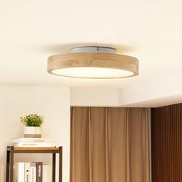 LINDBY LED-Deckenleuchte Milada, Eiche, CCT, Fernbedienung
