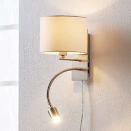 LINDBY Wandlampe Florens, nickel, Leselampe, Stecker, E14