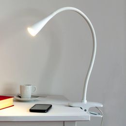 LINDBY LED-Klemmleuchte Baris, weiß, Höhe 44 cm, 3000K