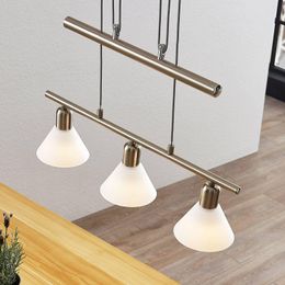LINDBY Pendellampe Delira, 3-flg., nickel, höhenverstellbar