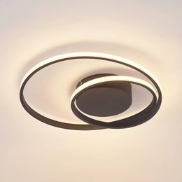 LINDBY LED-Deckenleuchte Emisua, schwarz, CCT, dimmbar