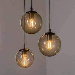 Euluna H&auml;ngeleuchte Smoky mit Glasschirmen, dreiflammig
