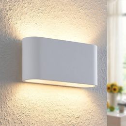 LINDBY Wandleuchte Mavora, abgerundet, 25 cm, weiß, Gips, G9