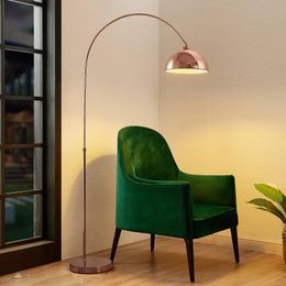 LINDBY Bogenlampe Lennart, kupfer, höhenverstellbar, E27