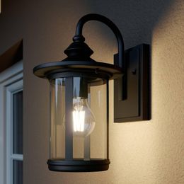 LINDBY Au&szlig;enwandleuchte Zayn, schwarz, Glas, H&ouml;he 33cm, IP23
