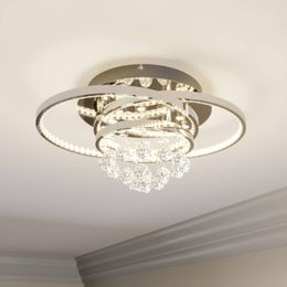 LUCANDE LED-Deckenleuchte Keely, chromfarben, Kristall, 45cm