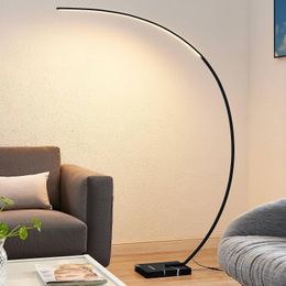 LINDBY LED-Bogenstehleuchte Kendra, schwarz, Alu, H&ouml;he 180cm
