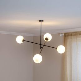 EMIBIG LIGHTING Deckenleuchte Linear, schwarz/opal, vierflammig