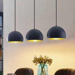 LINDBY Pendellampe Tarjei, Länge 120cm, schwarz/gold, Metall