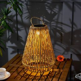 LINDBY LED-Solarleuchte Amaria, Rattan, hell, &Oslash; 27 cm