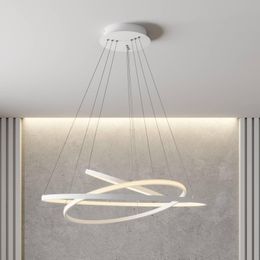 LUCANDE LED-Pendelleuchte Ezana, weiß, Metall, Ø 80cm