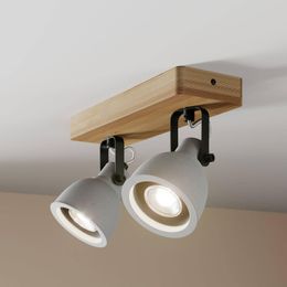 LINDBY Spot Mitis, 30 cm, 2-flg., grau, Holz, Beton, GU10
