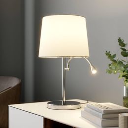 LINDBY Tischleuchte Benjiro, weiß, Textil, Leselampe, 52cm