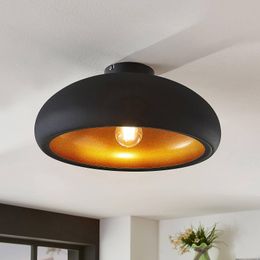 LINDBY Deckenlampe Gerwina, schwarz/gold, Metall, 40 cm, E27