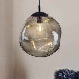 TK Lighting Glas-Hängeleuchte Sol, Ø 35cm, schwarz/rauchgrau