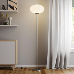 LINDBY Stehlampe Sonika, 175 cm, nickelfarben, Glas, E27