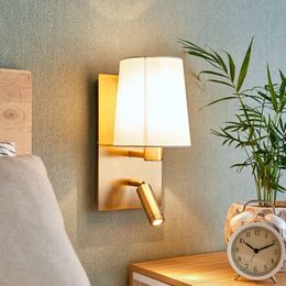 LINDBY Wandleuchte Aiden, 30 cm, altmessing, LED-Leselicht