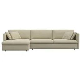 Ecksofa FLEXLUX "Lovane", beige (sandy beige), B:323cm H:84cm T:183cm, 100% Polyester, Sofas, Weich & anschmiegsam, große Sitztiefe auf Kaltschaum, Dekokissen inkl.