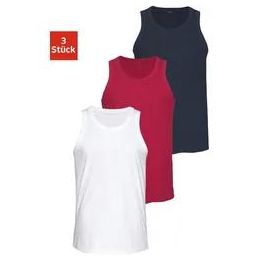 H.I.S. Tanktop H.I.S "Unterhemd für Herren", Herren, Gr. 10/4XL, bunt (weiß, rot, marine), Jersey, Obermaterial: 100% Baumwolle, unifarben, Basic, körpernah, Rundhals, Tops, mit Rundhals aus Baumwolle