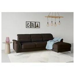Sit & More Ecksofa SIT & MORE "Sinatra L-Form", braun (dunkelbraun), B:258cm H:85cm T:170cm, 100% Polyester, Sofas, mit Recamiere, optinal mit Kopfteilverstellung und Armteilfunktion