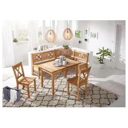 Eckbankgruppe MASSIVLINE & MORE "Königsee", braun (wildeiche, eichefarben), T:54cm, Massivholz, Sitzmöbel-Sets, Sitzbank Eckbankgruppe, Eckbank ist umstellbar, Eckbank mit Truhe, mit Auszug 120 (160) cm