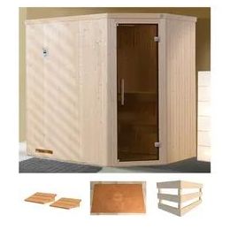 Sauna Weka "Varberg 1", beige (natur), ohne Ofen, (ohne Ofen), Saunen, ohne Ofen