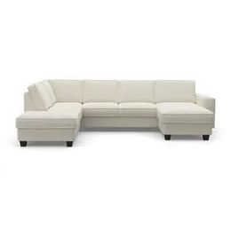 Wohnlandschaft Home Affaire "County U-Form", beige (natur), B:309cm H:81cm T:213cm, Luxus-Microfaser (100% Polyester);Struktur fein (100% Polyester);Luxus-Microfaser weich (9ß% Polyester, 10% Polyamid), Sofas, wahlweise Ottomane links oder rechts, mit Federkern-Polsterung