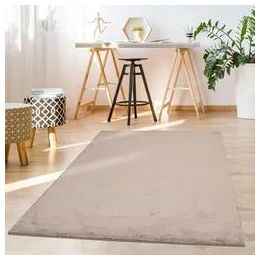 Hochflor-Teppich Carpet City "TOPIA 400", grau (taupe), B:200cm H:21mm L:290cm, Polyester, Teppiche, Kunstfell-Teppich mit Kaninchenfell-Optik, Haptik, Schlafzimmer