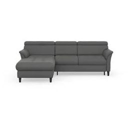 Sit & More Ecksofa SIT & MORE "Marano L-Form", grau (steel), B:257cm T:166cm, 100% Polyester, Sofas, inklusive Kopfteilverstellung, wahlweise mit Bettfunktion, Bettkasten