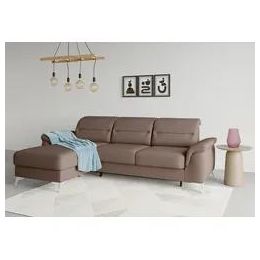Sit & More Ecksofa SIT & MORE "Sinatra L-Form", braun (espresso), B:258cm H:85cm T:170cm, 98% Polyester, 2% Polyamid, Sofas, mit Recamiere, optinal mit Kopfteilverstellung und Armteilfunktion