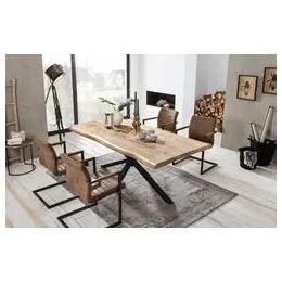 SIT-MÖBEL Esstisch SIT "Tops&Tables", schwarz (schwarz, schwarz, natur), B:160 H:77 T:90, Tische, mit Baumkante wie gewachsen