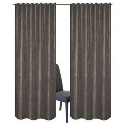 Vorhang HOME BASICS "WOLLY" Gr. 5, grau (stein), B:135cm H:245cm, Polyester, Gardinen, 2er Pack Thermochenille Uni WOLLY