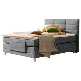 Boxspringbett Alina "Matea", grau (staubgrau tbs 39), B:108cm L:210cm, Chenille TBS (100% Polyester), Komplettbetten, Boxspringbett, inklusive Matratze und Topper, in verschiedenen Größen und Härtegraden