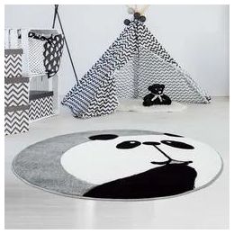 Kinderteppich Carpet City "Bueno Kids 1389" Gr. 10, grau, H:13mm Ø:160cm, Kunstfaser, Teppiche, Spielteppich, Panda-Bär, 3D-Effekt, Weicher Flor, Pflegeleicht