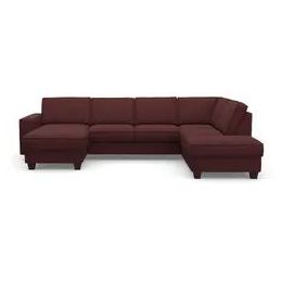 Wohnlandschaft Home Affaire "County U-Form", lila (chianti), B:309cm H:81cm T:213cm, Luxus-Microfaser (100% Polyester);Struktur fein (100% Polyester);Luxus-Microfaser weich (9ß% Polyester, 10% Polyamid), Sofas, wahlweise Ottomane links oder rechts, mit Federkern-Polsterung
