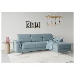 Sit & More Ecksofa SIT & MORE "Sinatra L-Form", blau (hellblau), B:258cm H:85cm T:170cm, 90% Polyester, 10% Polyamid, Sofas, mit Recamiere, optinal mit Kopfteilverstellung und Armteilfunktion