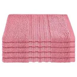 Gästehandtücher Schiesser "Milano aus 100% Baumwolle mit eleganter Bordüre in Hoch-Tief-Optik", rosa (malve), B:30cm L:50cm, Frottier, Frottier, Handtücher, Made in Green