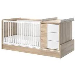 Bettanlage GALIPETTE "Sasha", weiß, ohne Matratze, Schlafzimmermöbel-Sets, Gitterbett Babybett, bestehend aus Bett, Regal, Kommode, Schreibtisch & Ablage