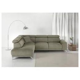Ecksofa 3C Candy "Greve Sofa immer mit manuelle Kopfteilverstellungen, modern, elegant", grau (anthrazit), B:249cm H:79cm T:209cm, 100% Leder, Sofas, wahlweise motorischer Sitzvorzug, bequem und zeitlos, L-Form