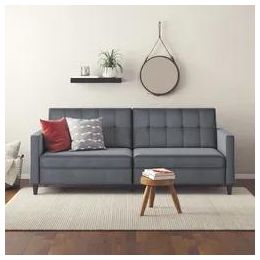 3-Sitzer DOREL HOME "Hartford II", grau (anthrazit), B:203cm H:83cm T:83cm, Veloursstoff 100% Polyester, Sofas, Bettfunktion, Rückenlehne 2-teilig, 3-fach verstellbar, Sitzhöhe 43 cm