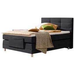 Boxspringbett Alina "Matea", grau (anthrazitgrau tbs 49), B:108cm L:210cm, Chenille TBS (100% Polyester), Komplettbetten, Boxspringbett, inklusive Matratze und Topper, in verschiedenen Größen und Härtegraden