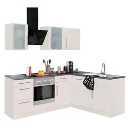 Wiho-Küchen Winkelküche WIHO KÜCHEN "Cali", beige (küche: natur, korpus: cashmerefarben, arbeitsplatte: granit grau), B:220cm T:170cm, Komplettküchen-Sets, mit E-Geräten, Stellbreite 220 x 170 cm