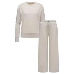 Sweater Ragwear "Set Delje", Damen, Gr. XL (42), weiß (bone), Material: 67% Polyester, 28% Viskose, 5% Elasthan, Basic, weit 7/8-Länge, Rundhals, weit Bündchen, Sweatshirts, Damen Set aus weiter Hose und Pullover