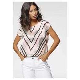 Shirtbluse Laura Scott, Damen, Gr. 46, bunt (rosa, mint, gemustert), Single Jersey, Obermaterial: 100% Polyester. Rückenteil: 95% Viskose, 5% Elasthan, figurumspielend hüftbedeckend, Rundhals, angeschnitten, Blusen, aus glänzendem Satin