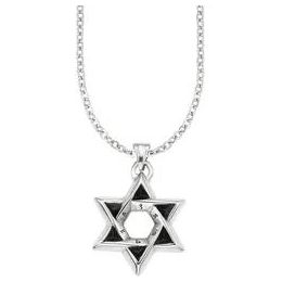 Kette mit Anhänger Bruno Banani "Schmuck Geschenk Ankerkette Hexagramm, B4122N/20/00/50", schwarz (edelstahlfarben, schwarz), Halsketten, Damen, Edelstahl, L: 50 B: 2,6mm, B:2,6mm