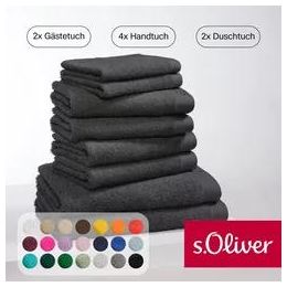 Handtuch Set s.Oliver "s.Oliver, Premium Qualität, 600 gr/m2", schwarz, 8 Stk., Walkfrottier, Obermaterial: 100% Baumwolle, Handtuch-Sets, 2 Gästetücher 30x50, 4 Handtücher 50x100, 2 Duschtücher 70x140