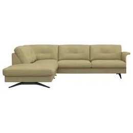 Ecksofa FLEXLUX "Glow bequem und komfortabel durch hochwertigen Sitzaufbau, L-Form", gelb (mustard gelb), B:268cm H:81cm T:224cm, 62% Polyester/17%Baumwolle/14%Viscose/7%Leinen, Sofas, Skandinavisches Design, In hochwertiger Verarbeitung