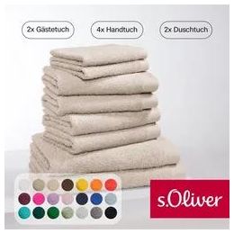 Handtuch Set s.Oliver "s.Oliver, Premium Qualität, 600 gr/m2", beige (natur), 8 Stk., Walkfrottier, Obermaterial: 100% Baumwolle, Handtuch-Sets, 2 Gästetücher 30x50, 4 Handtücher 50x100, 2 Duschtücher 70x140